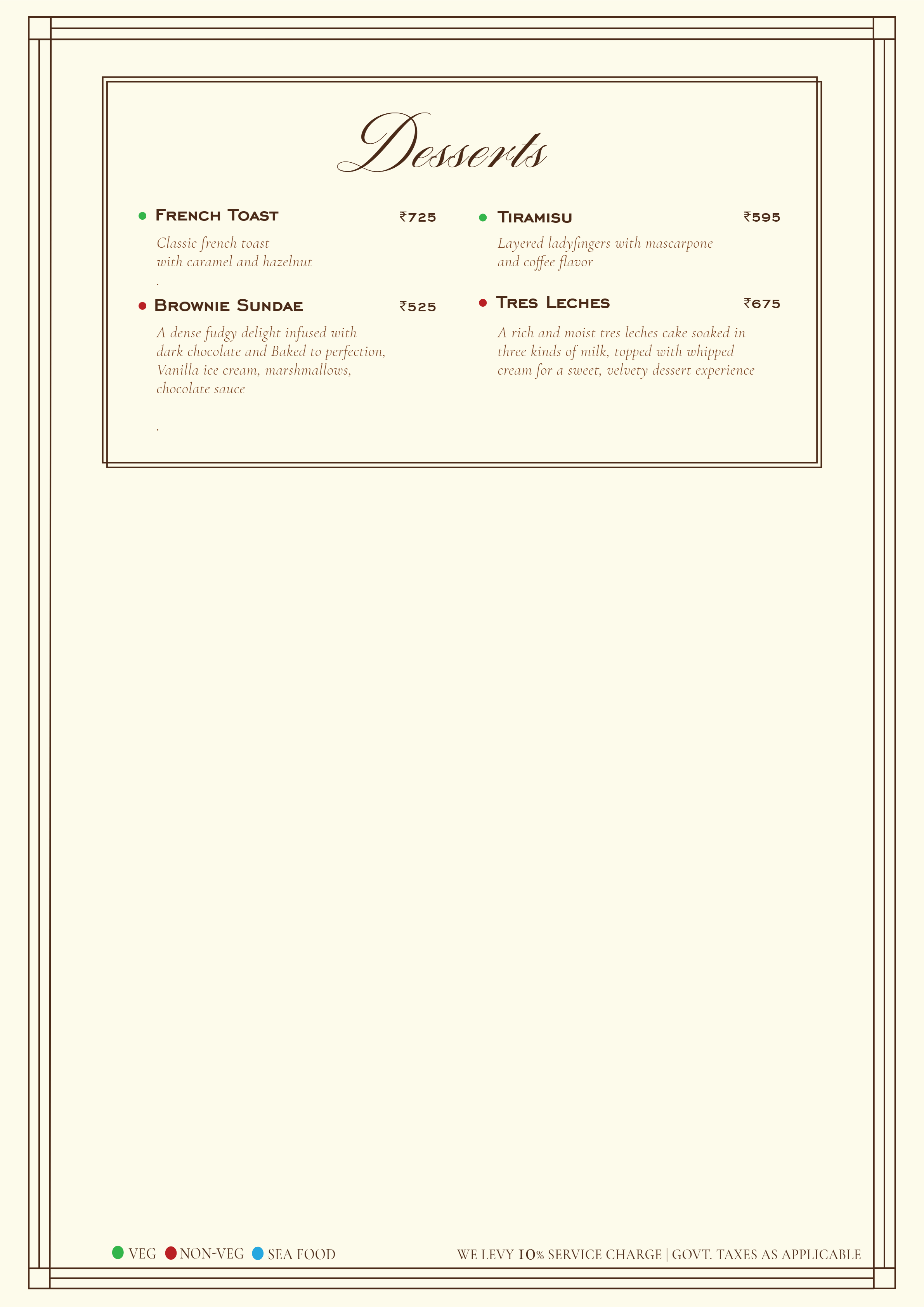 Menu of Diablo , sector 94, Noida, Noida