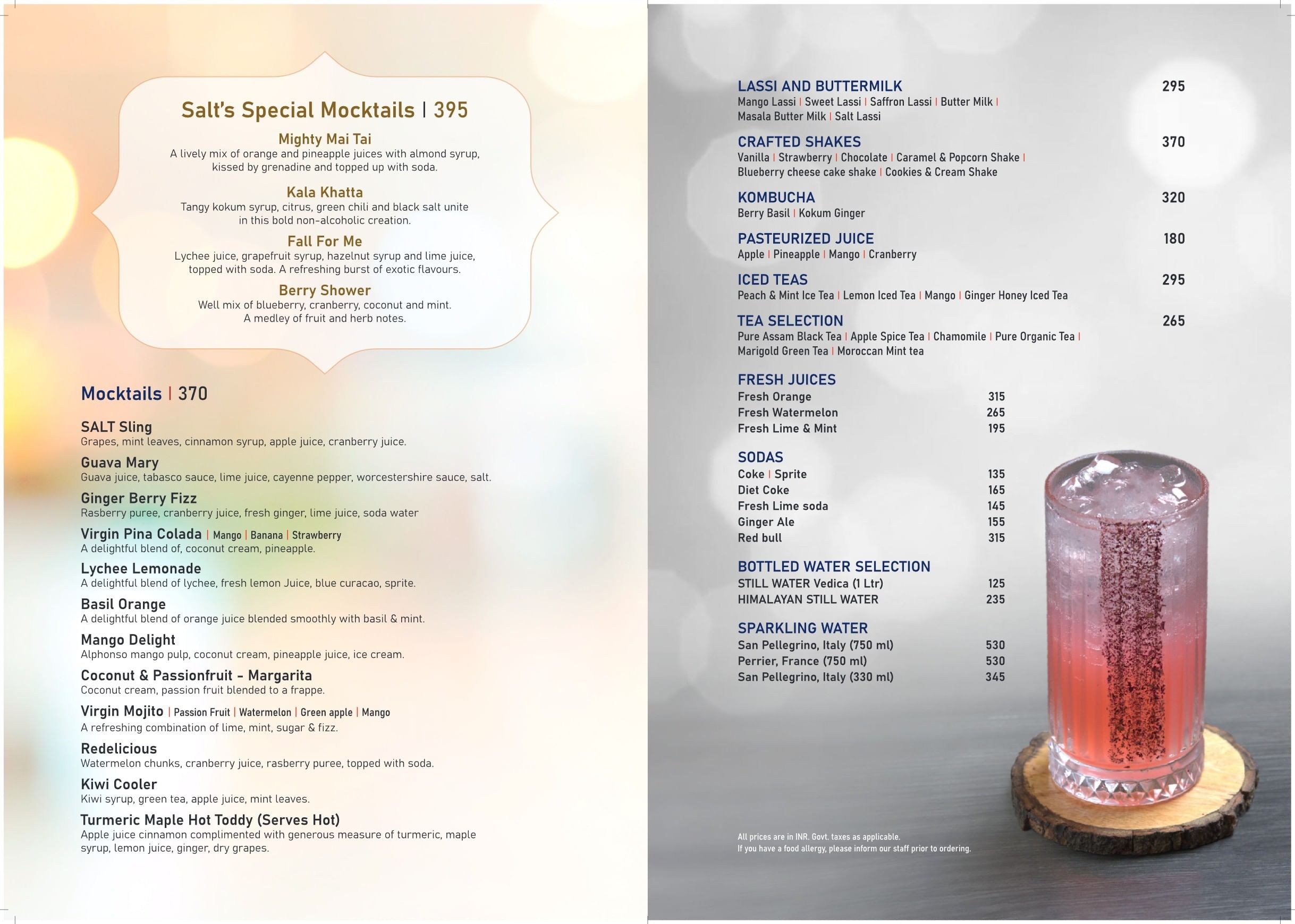 Menu of SALT Indian Restaurant, Nanakramguda, Hyderabad