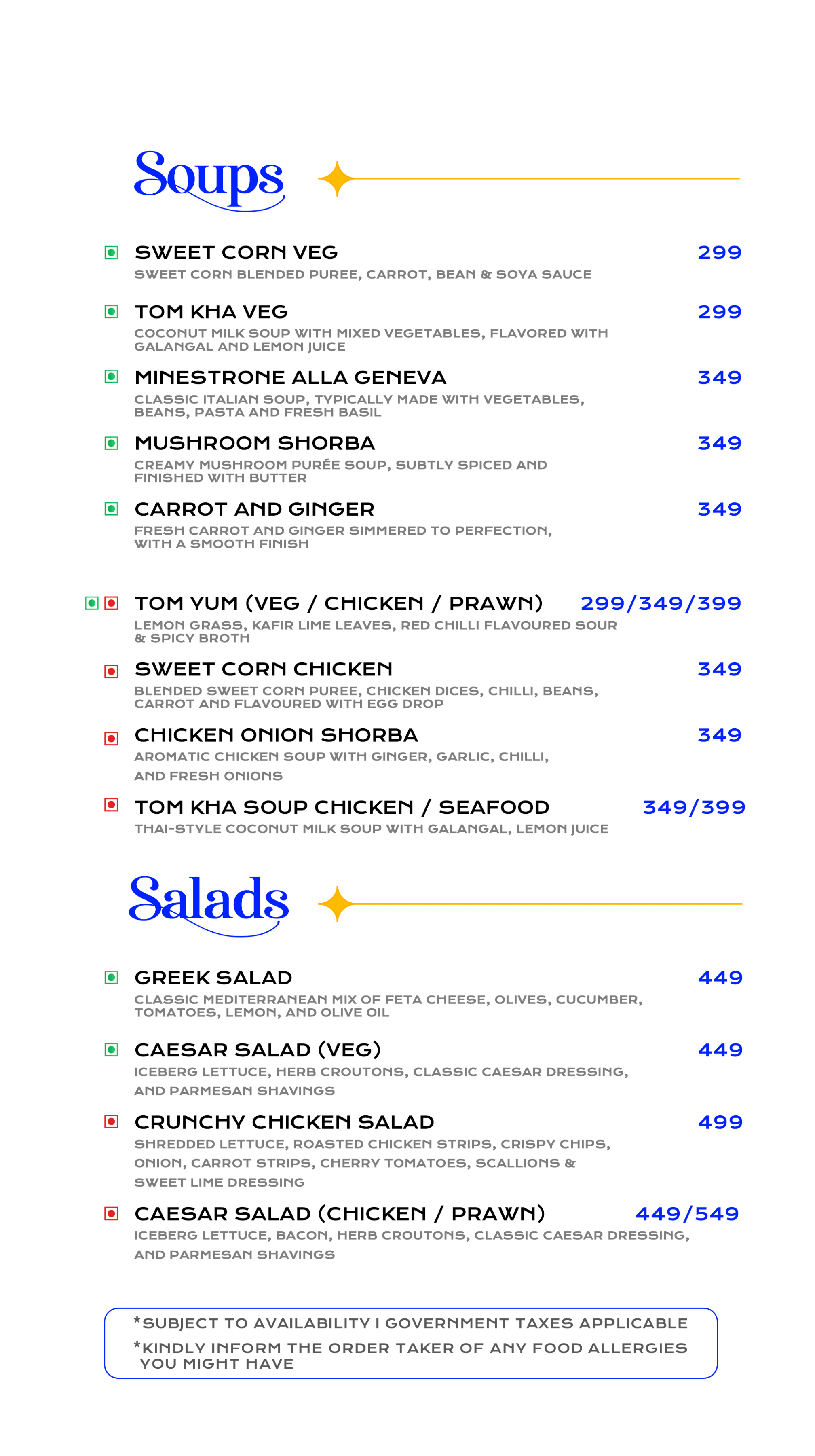Menu of Bay 6, Akkarai, Chennai
