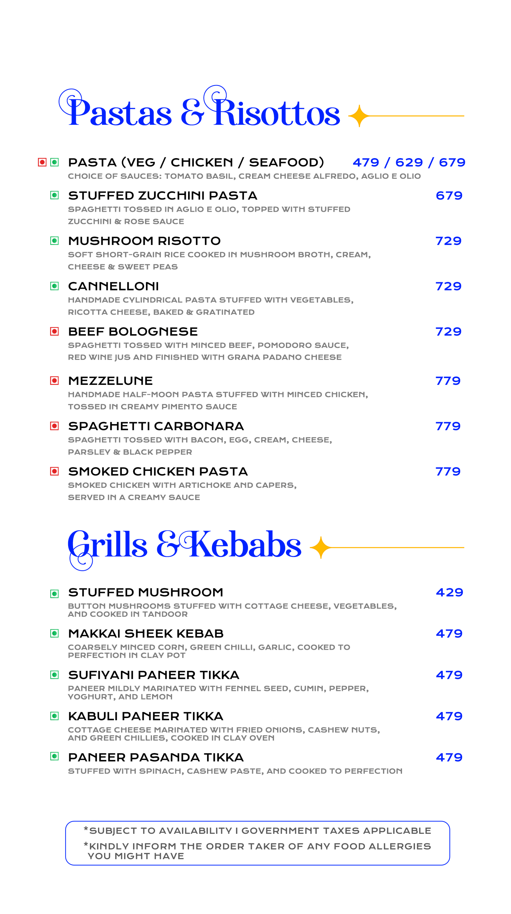 Menu of Bay 6, Akkarai, Chennai