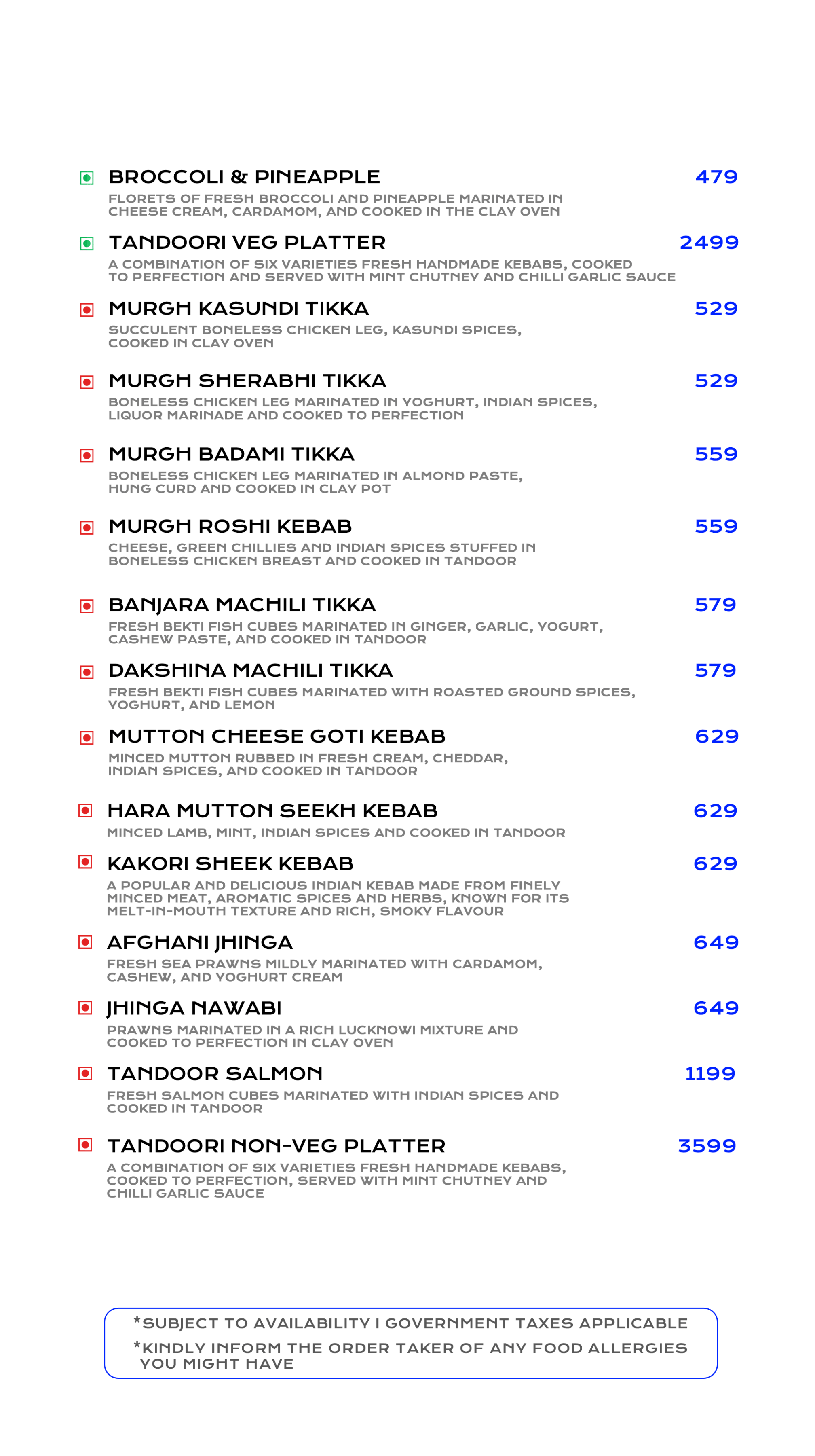 Menu of Bay 6, Akkarai, Chennai
