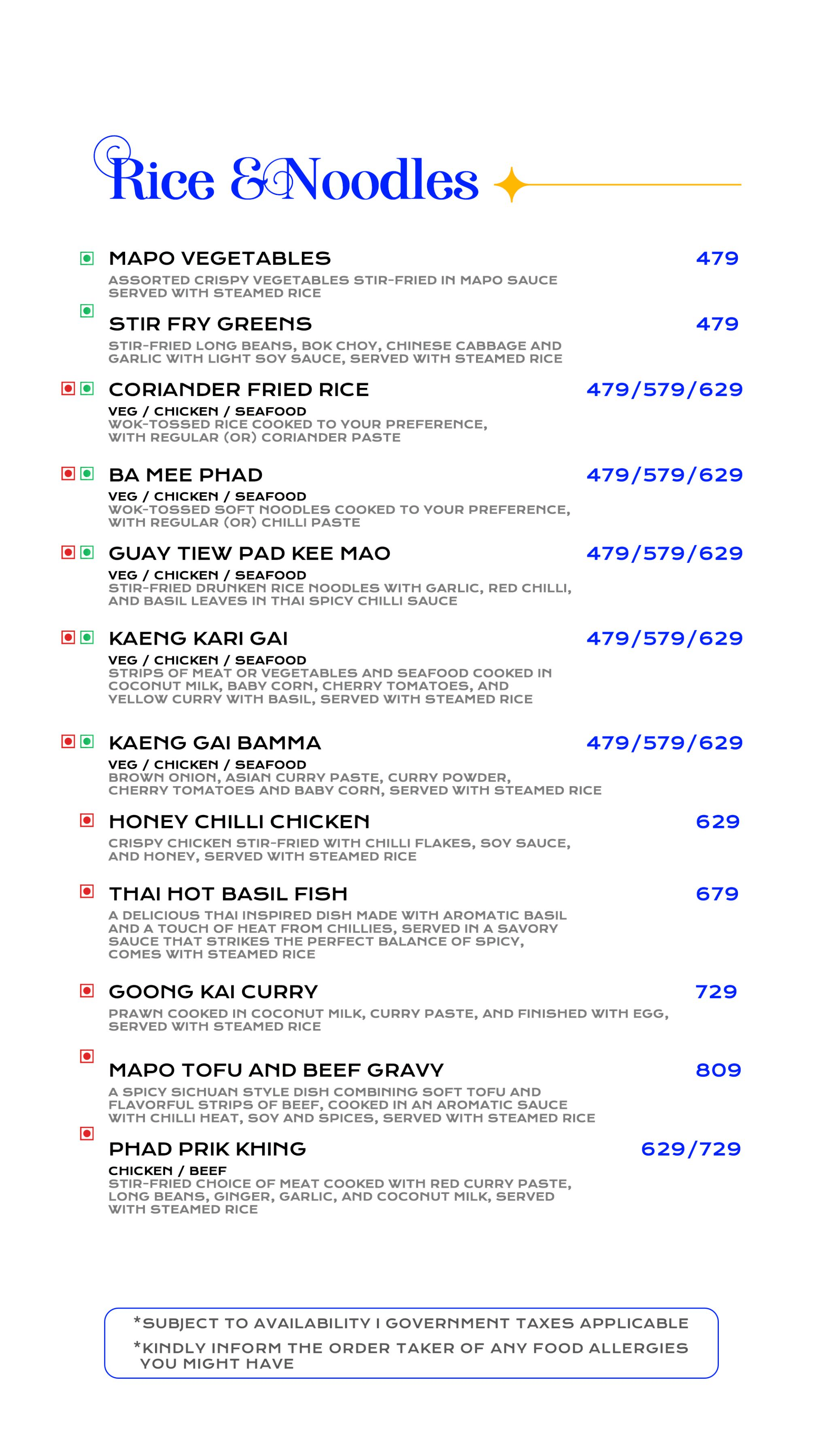 Menu of Bay 6, Akkarai, Chennai