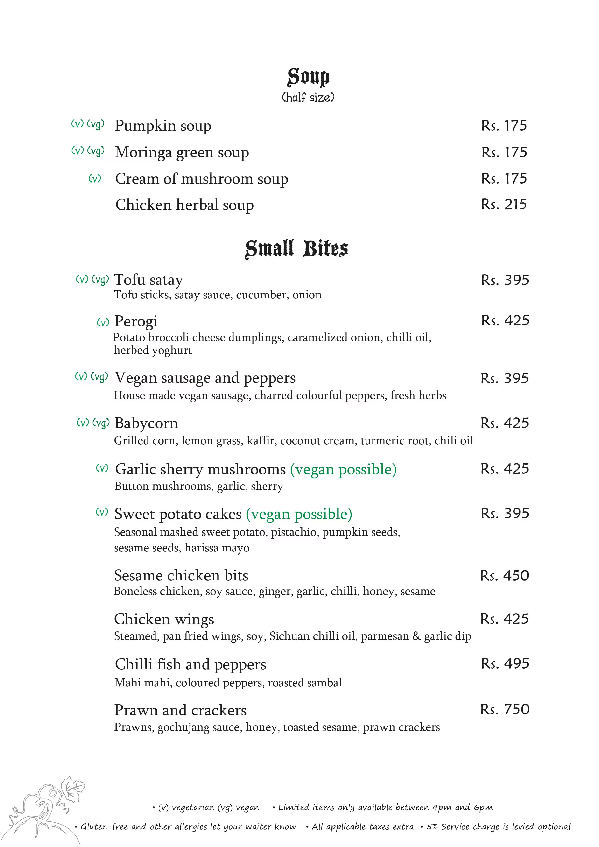 Menu of Pumpkin Tales, Alwarpet, Chennai