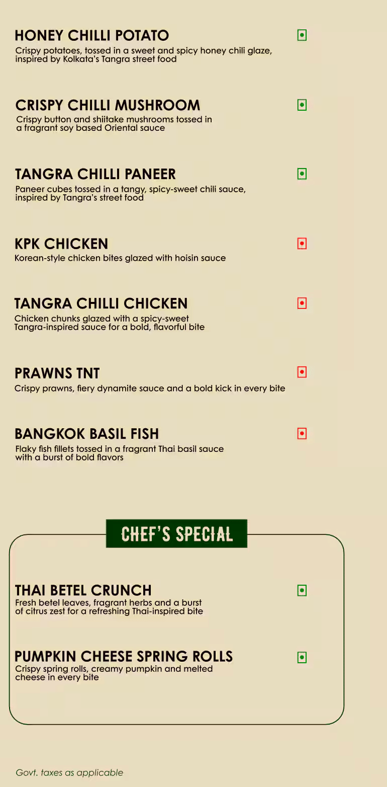 Menu of Effingut, Golf Avenue 42, Gurgaon