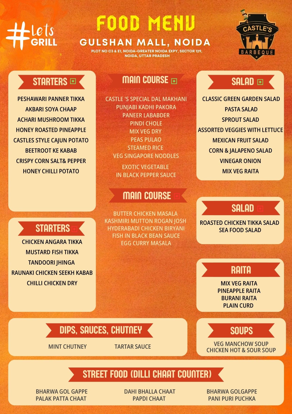 Menu of Castle's Barbeque, Gulshan One29, Noida