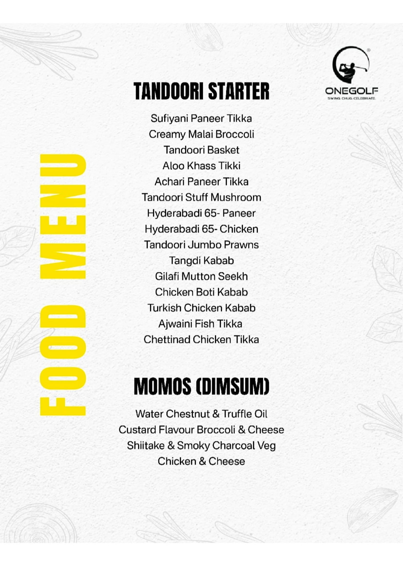Menu of Onegolf Brewery, Nanakramguda, Hyderabad