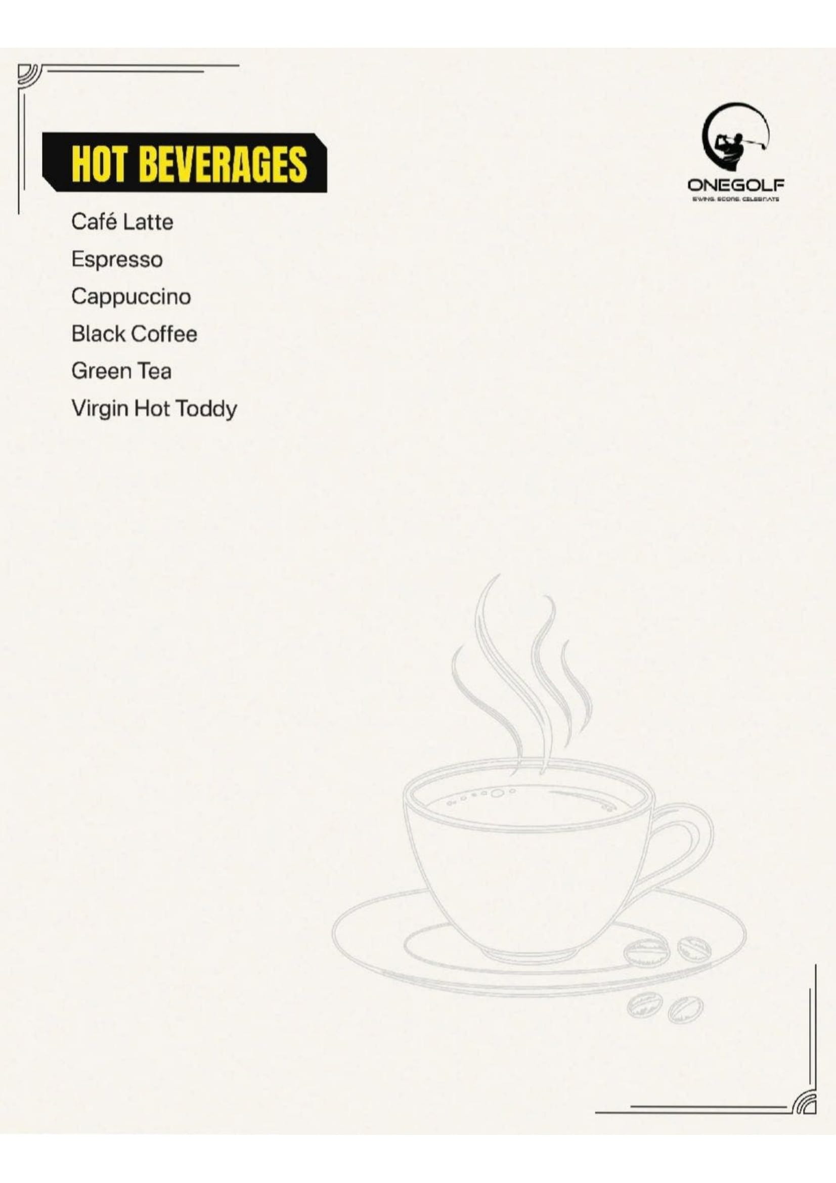 Menu of Onegolf Brewery, Nanakramguda, Hyderabad